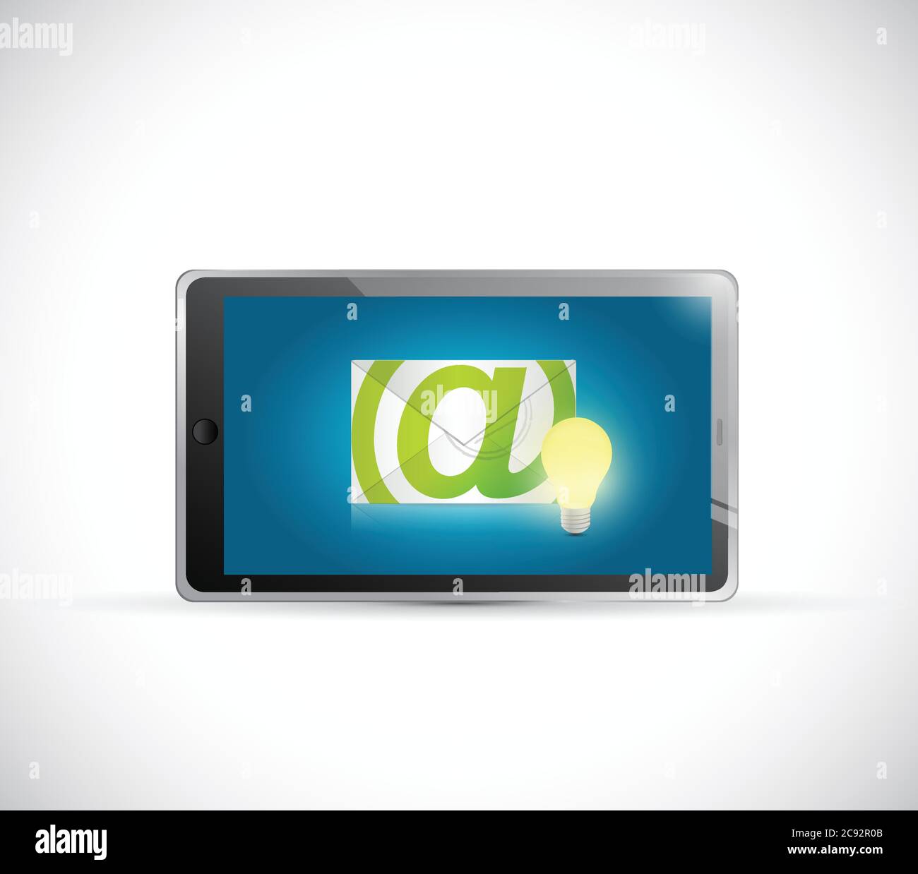 Tablet email and light bulb illustration design over a white background ...