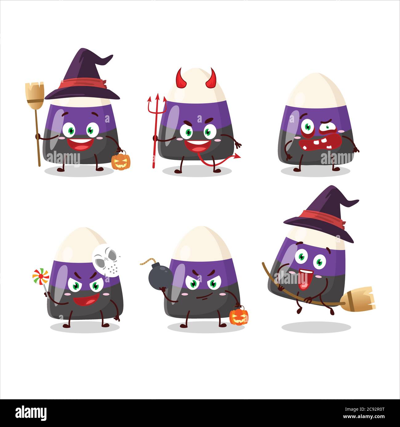 Halloween expression emoticons with cartoon character of blue candy ...