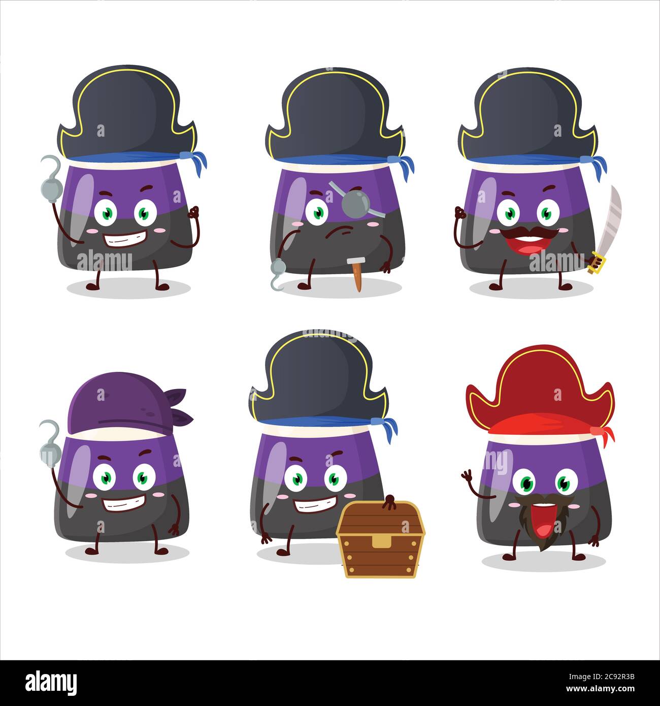 Cartoon character of blue candy corn with various pirates emoticons ...