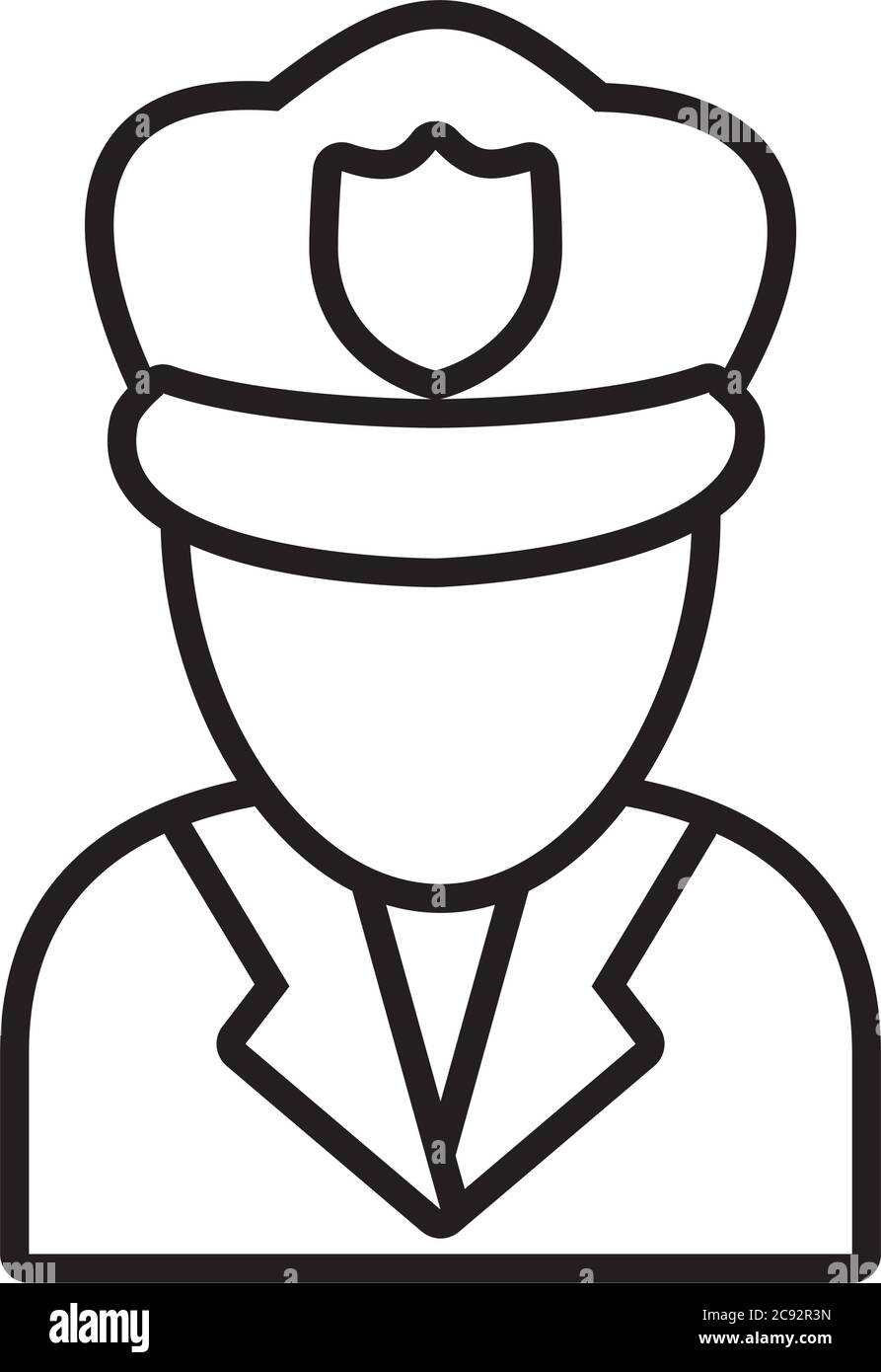 policeman avatar line style icon design, Officer cop security law ...