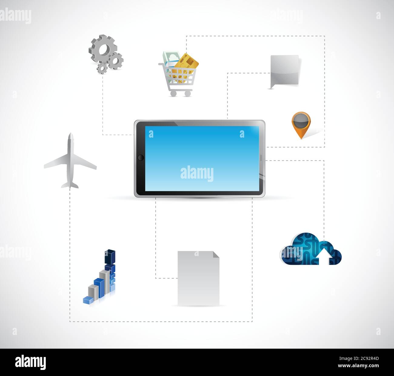Tablet tools and connection illustration design over a white background ...