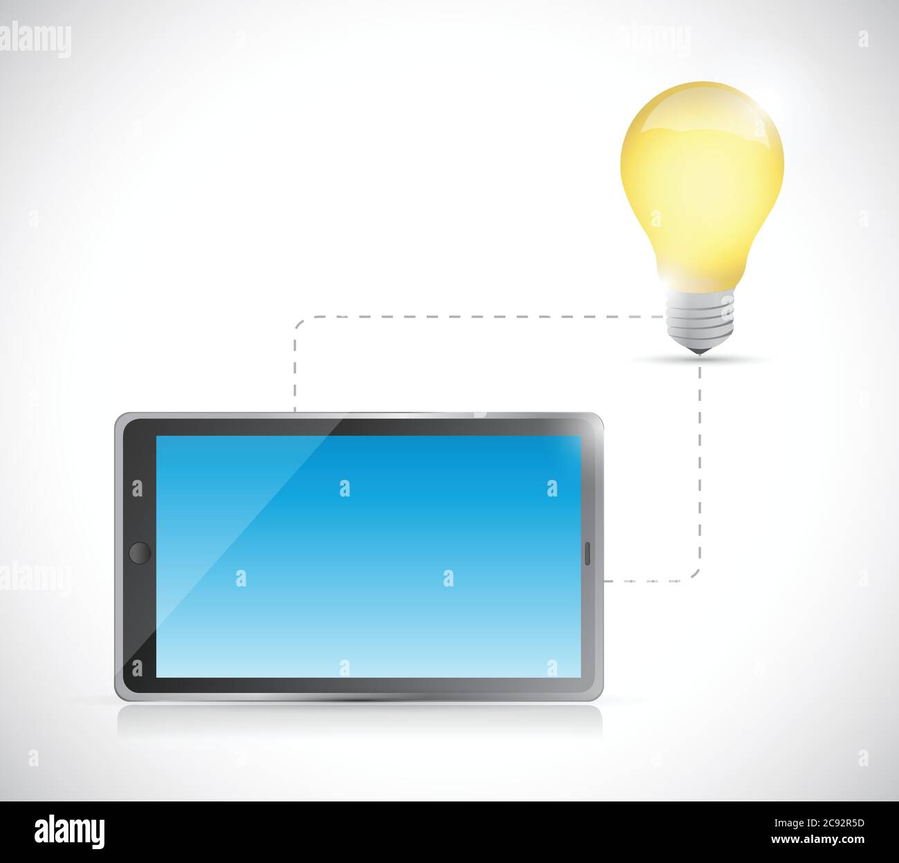 Tablet connection. light bulb idea electronic concept illustration ...