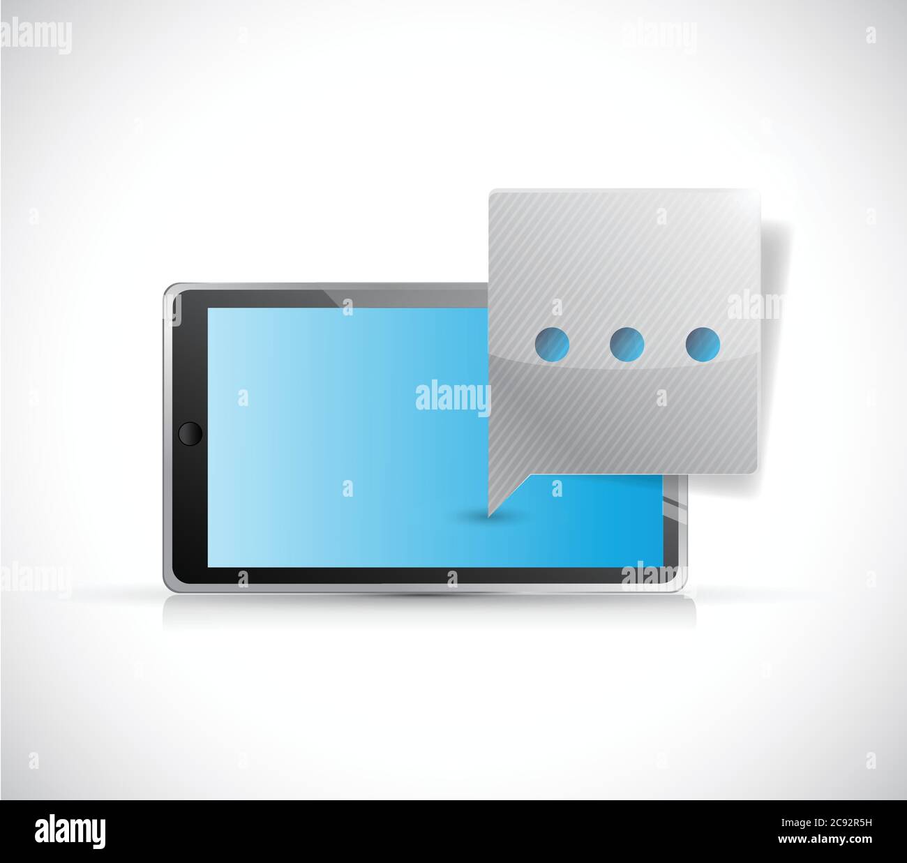 Tablet and bubble communication concept illustration design over a ...