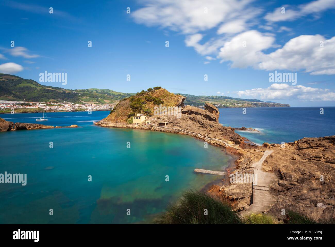 Azores, Portugal. Islet formed by an old volcanic crater. Travel ...