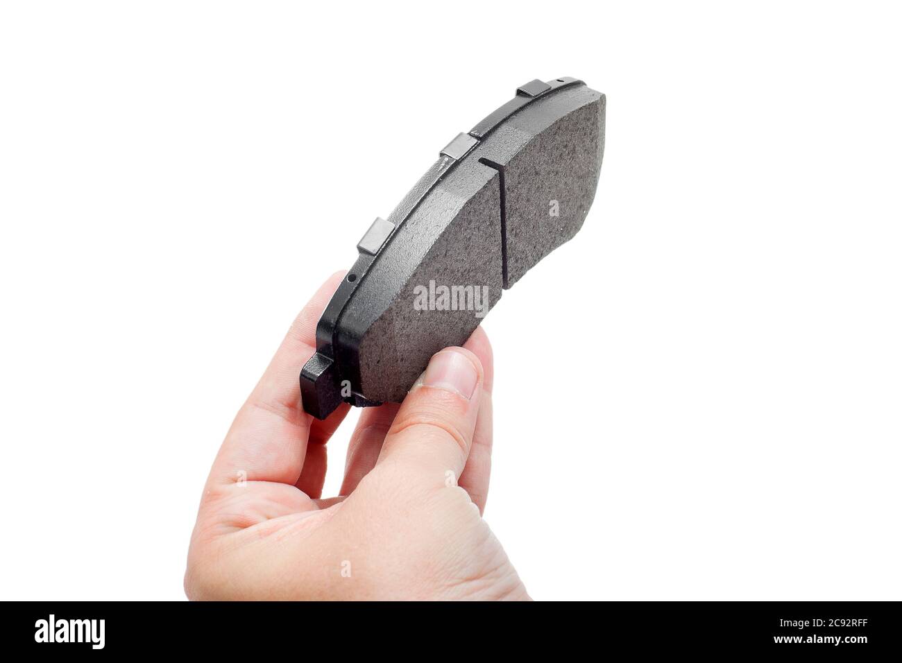 Brake pads in the engineer's hand, car spare parts isolated Stock Photo ...