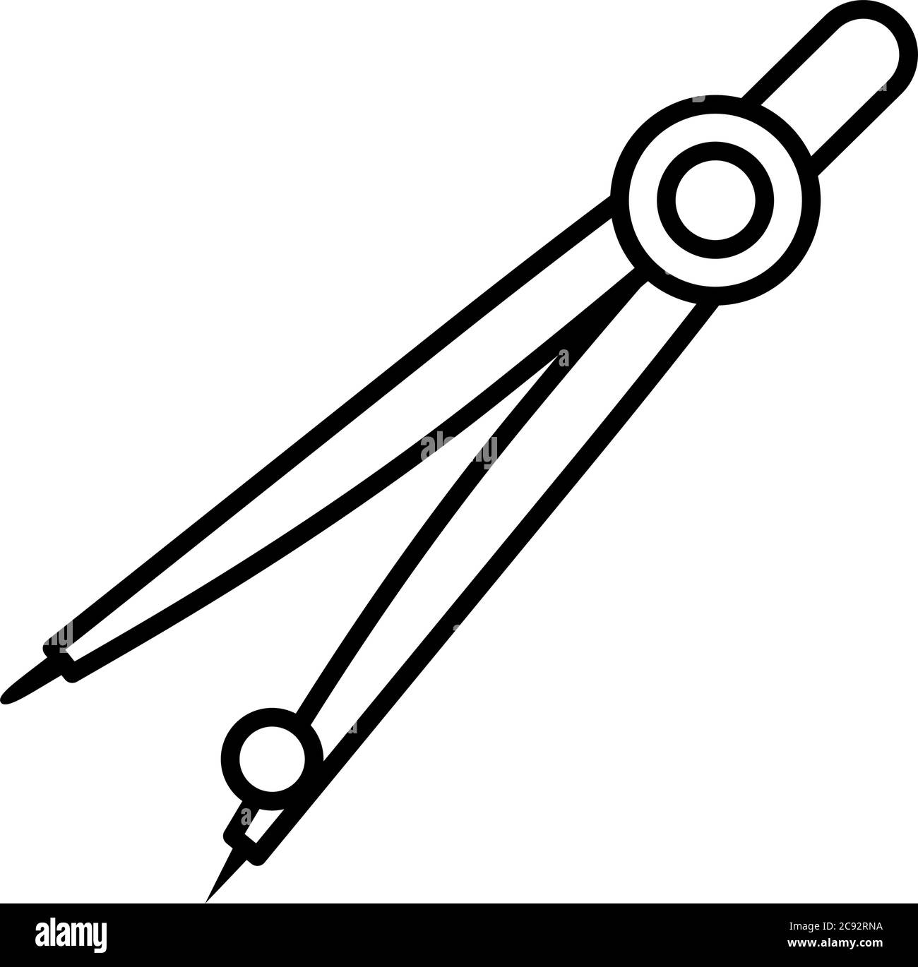 Measuring compass line style icon design, Instrument tool work and ...