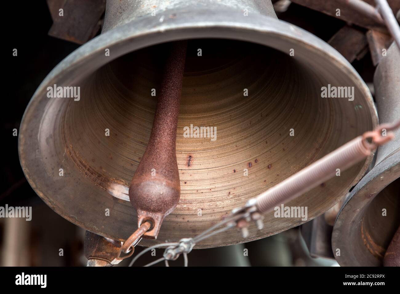 church bell close-up view from below, automatically electronic bell ...