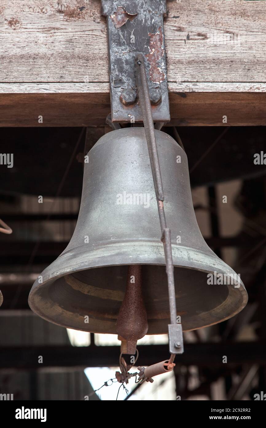 Church bell close-up, automatically electronic bell ringer Stock Photo ...