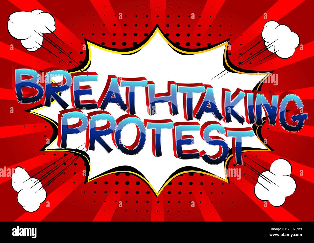 Breathtaking Protest Comic book style cartoon words on abstract comics ...