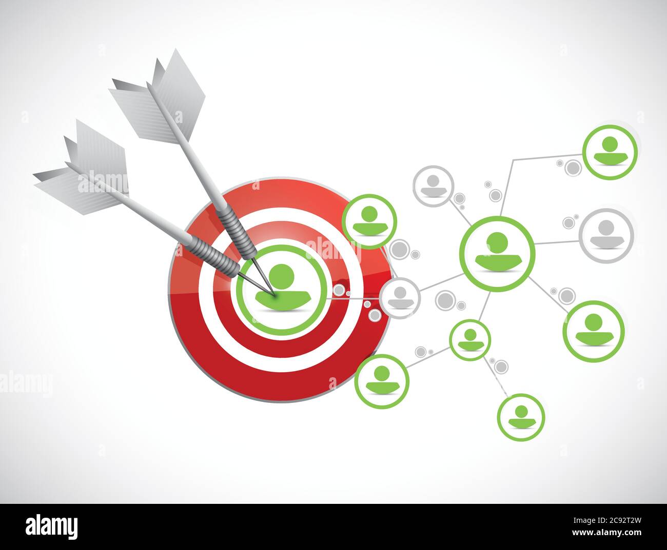 Target network connection illustration design over a white background ...