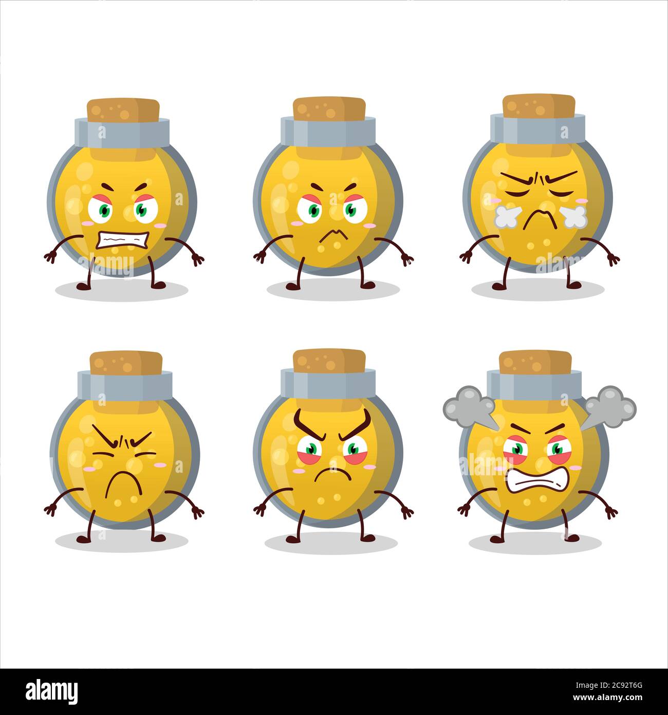 Golden potion cartoon character with various angry expressions Stock ...