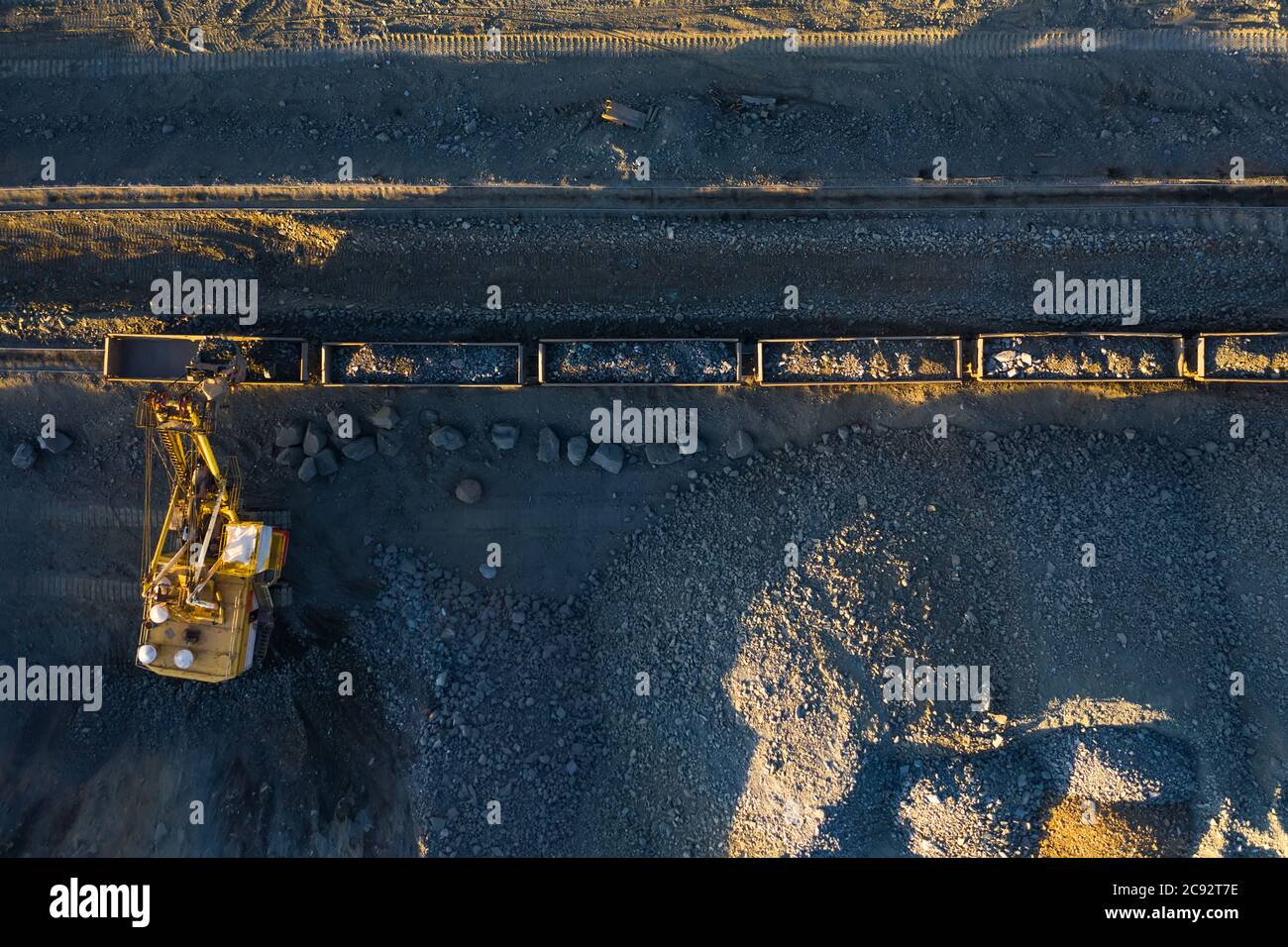 Aerial view excavator loads freight hi-res stock photography and images ...