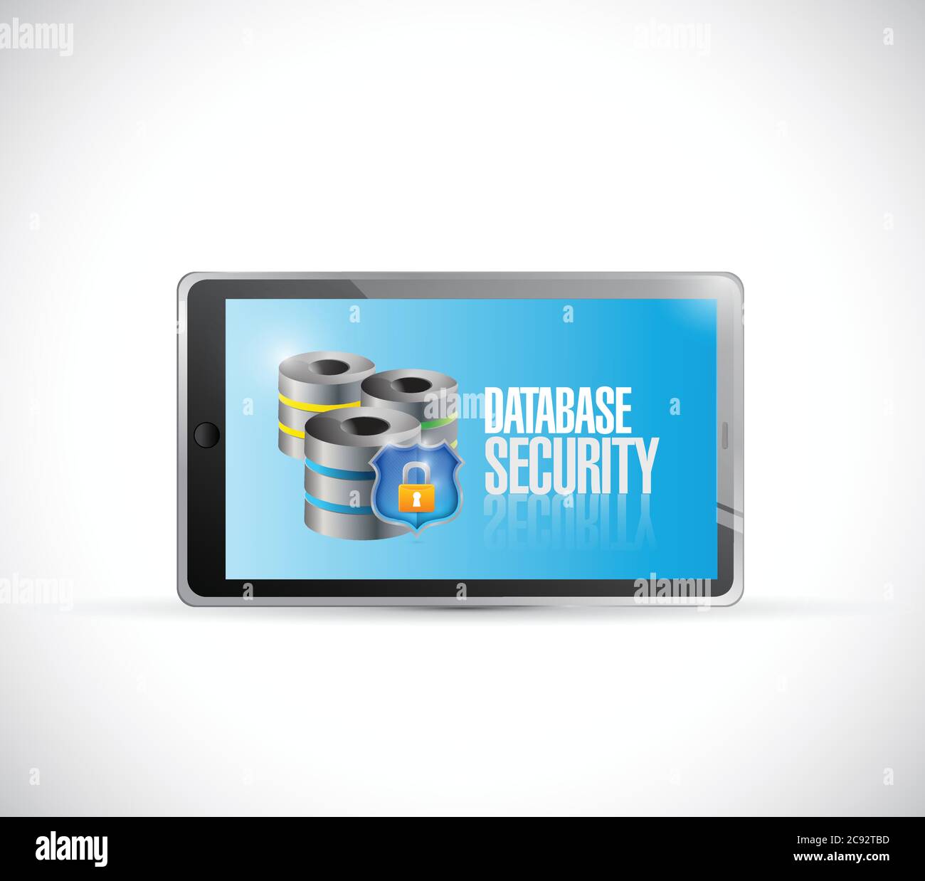 Tablet database security illustration design over a white background ...