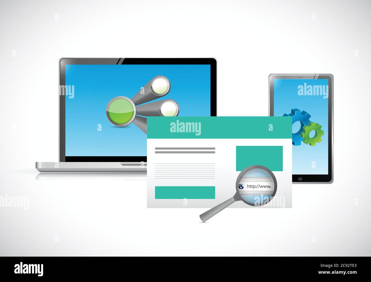Technology web design platforms illustration design over a white ...
