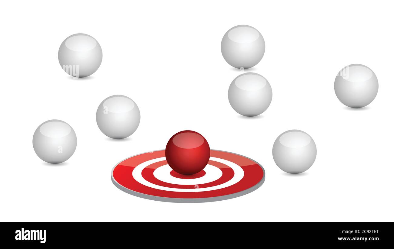 Spheres around a target. illustration design over a white background ...