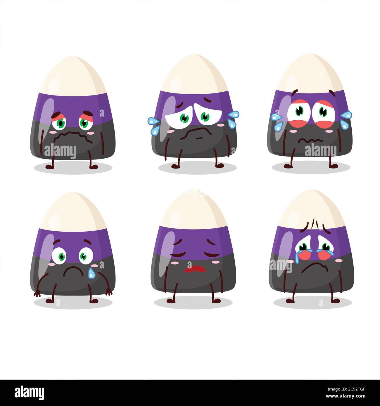 Blue candy corn cartoon character with sad expression Stock Vector ...