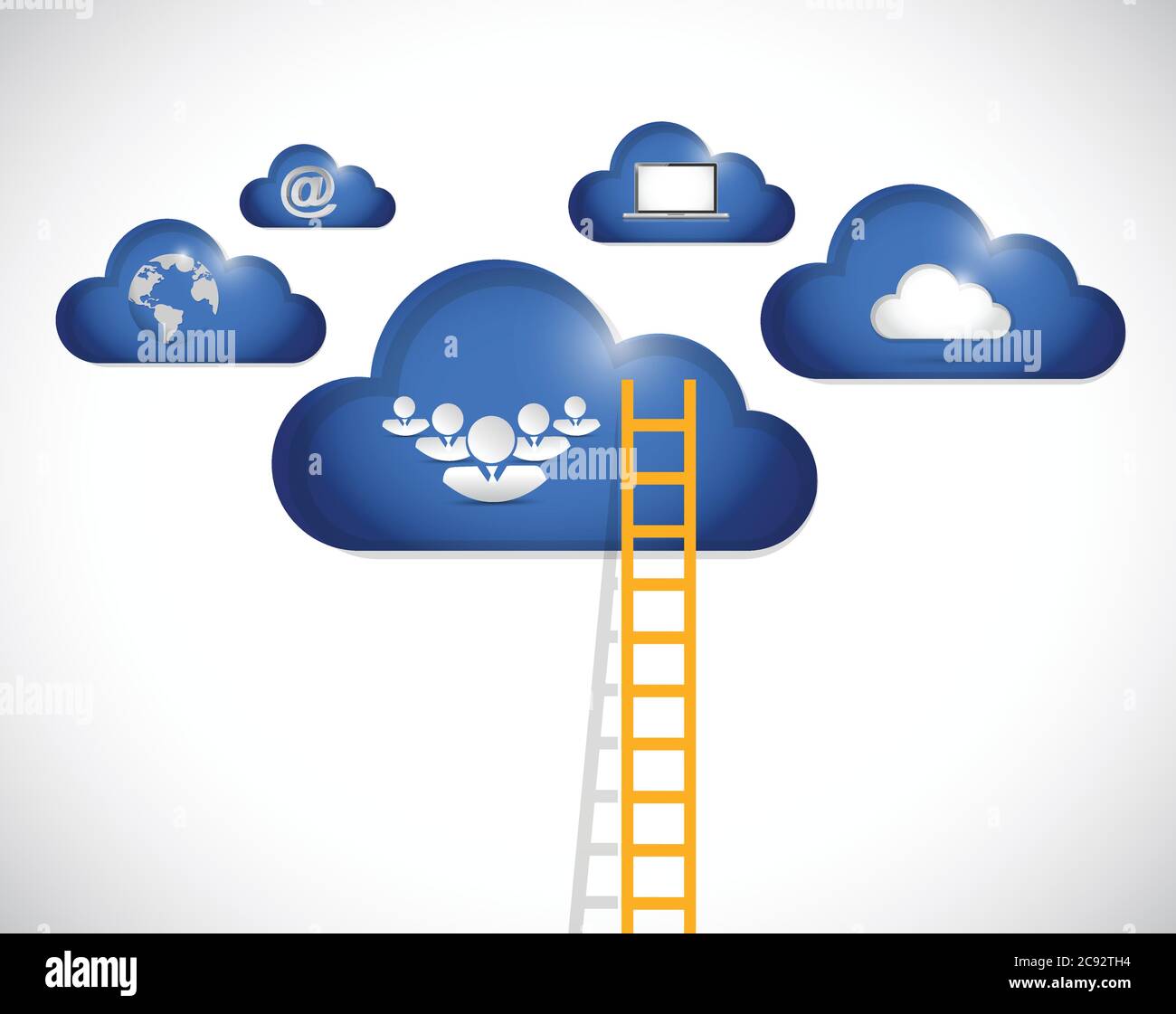 Ladder to clouds teamwork illustration design over a white background ...