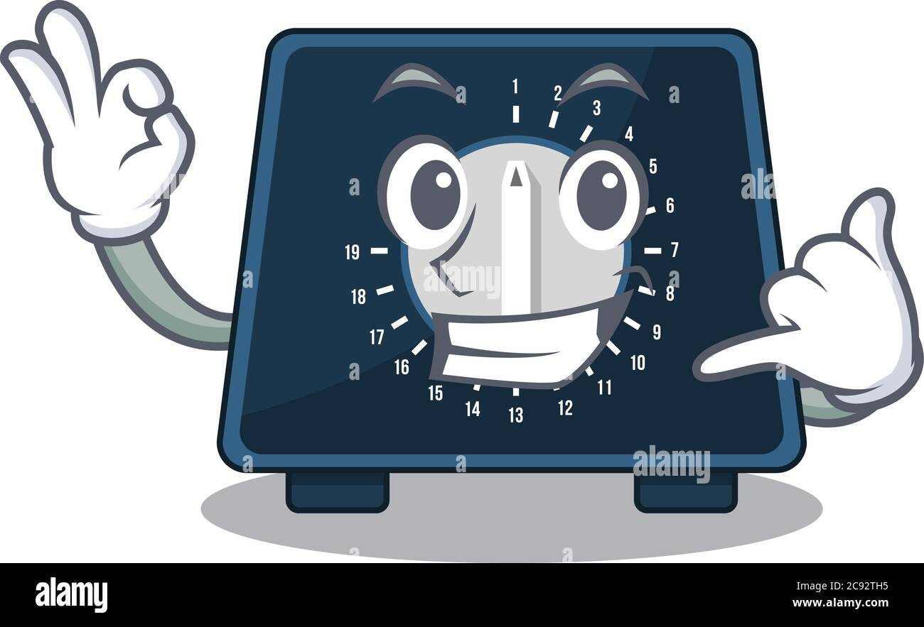 Caricature design of kitchen timer showing call me funny gesture Stock ...