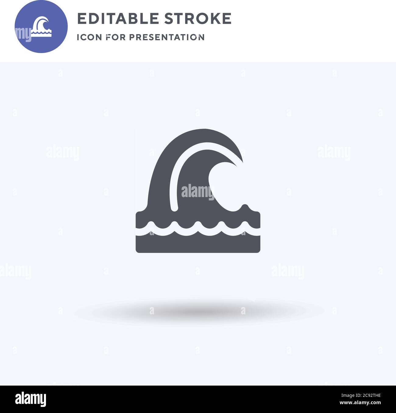 Wave icon vector, filled flat sign, solid pictogram isolated on white ...