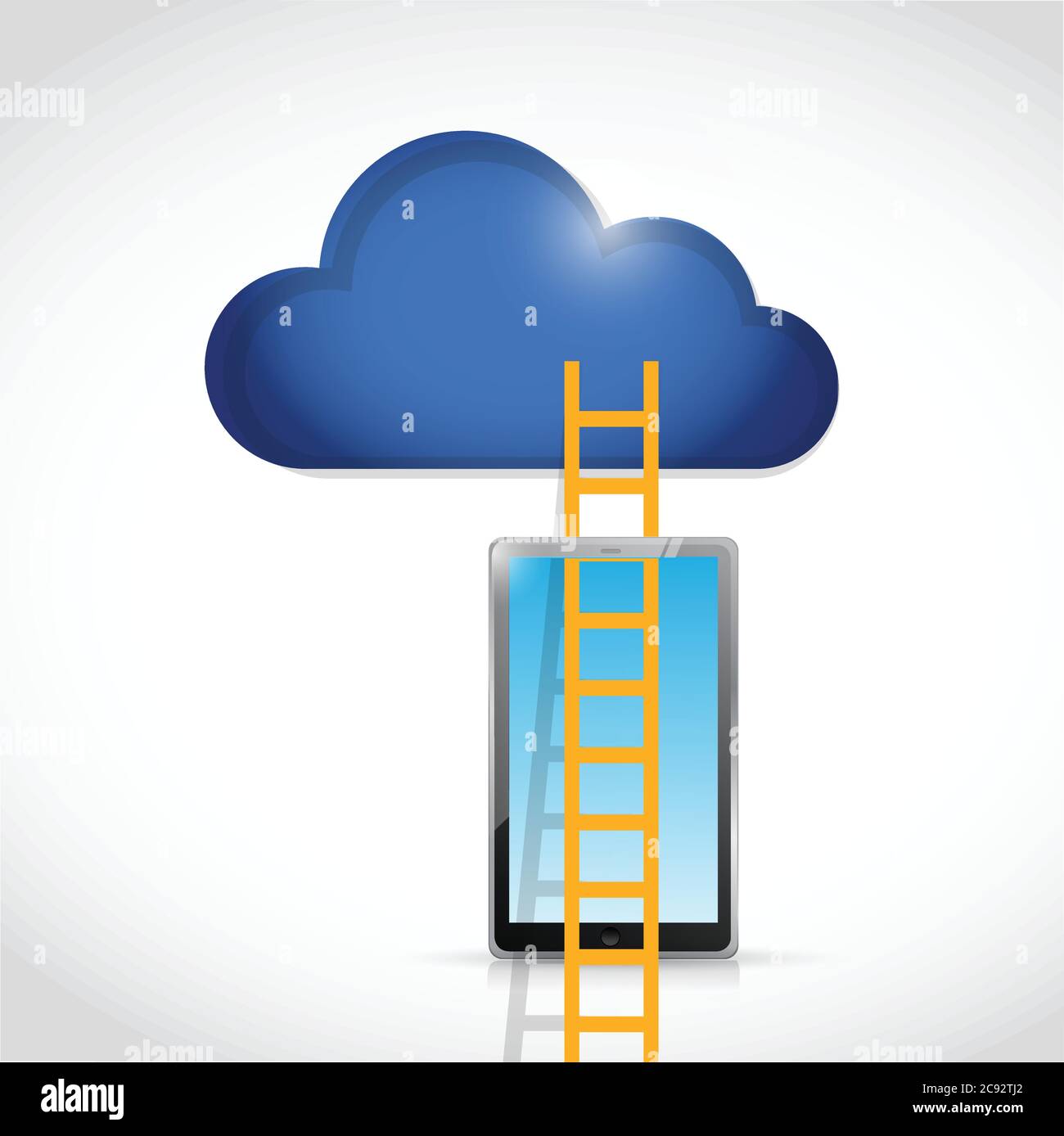 Cloud computing tablet access illustration design over a white ...