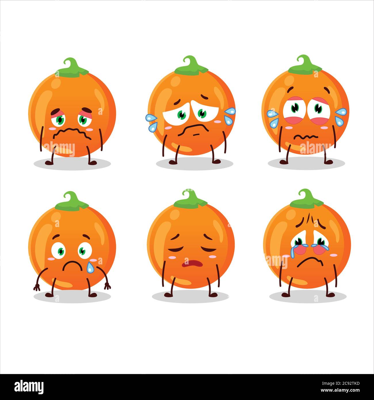 Halloween orange candy cartoon character with sad expression Stock ...