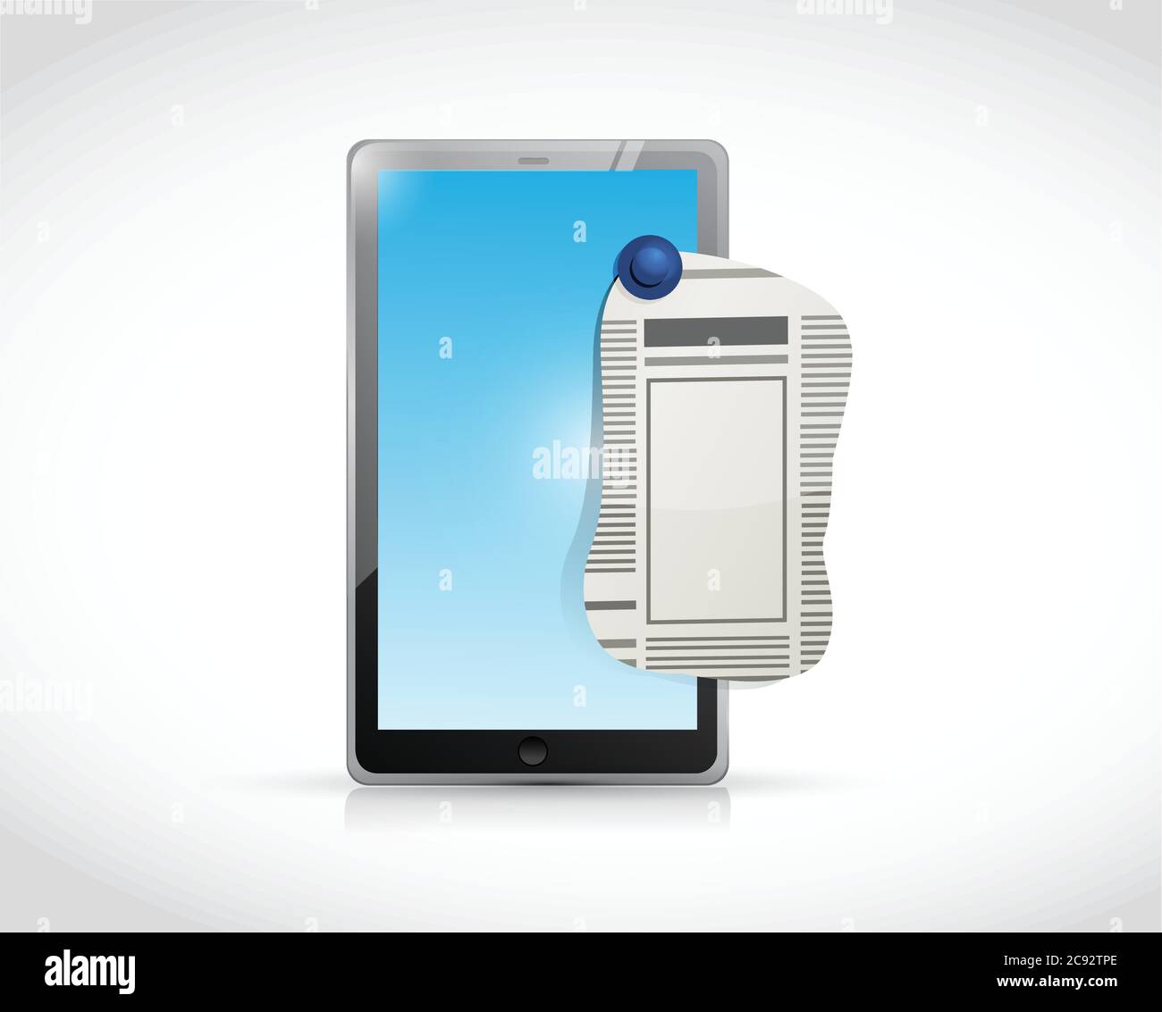 Tablet newspaper ad illustration design over a white background Stock ...