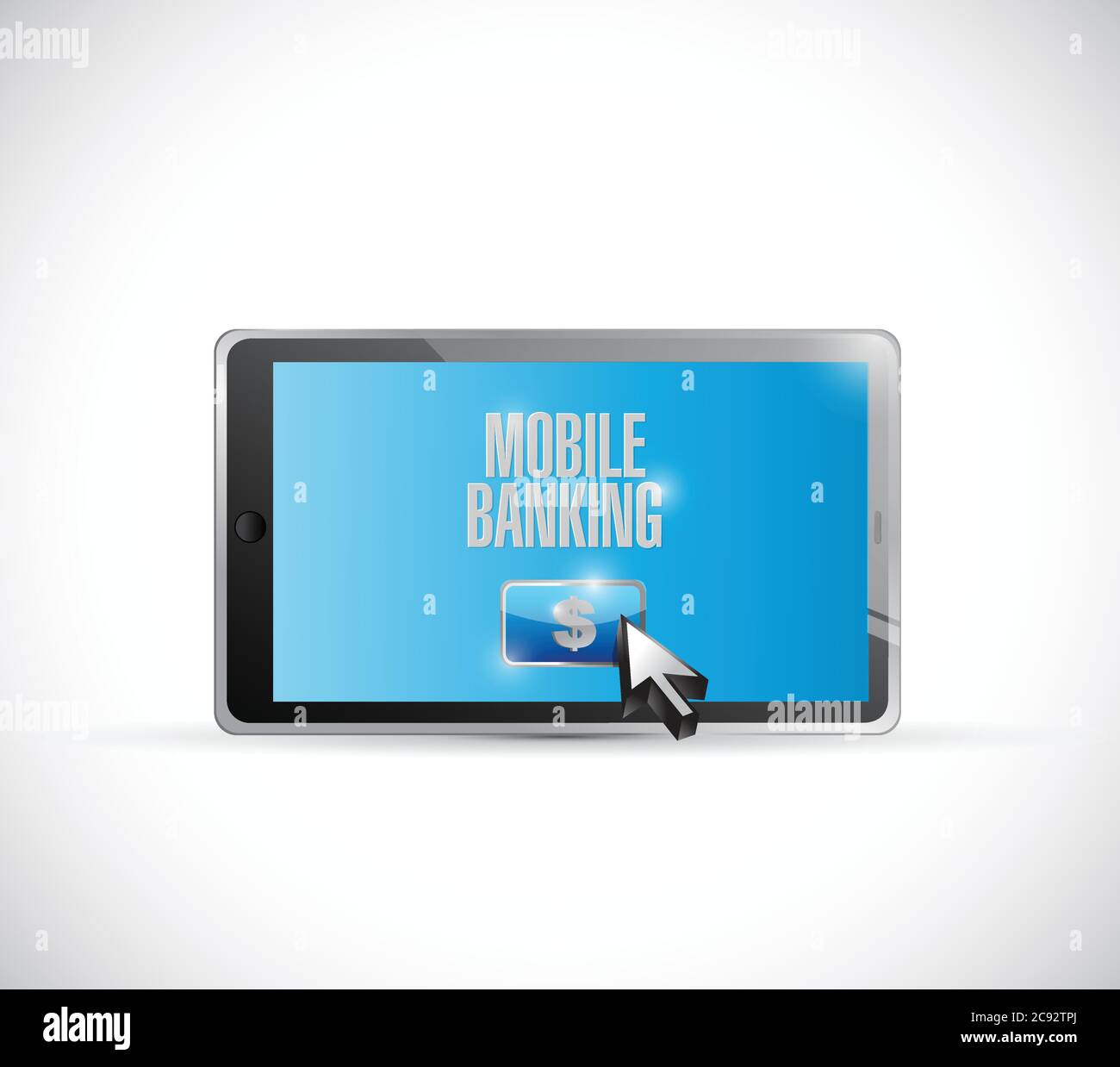 Mobile banking tablet illustration design over a white background Stock ...