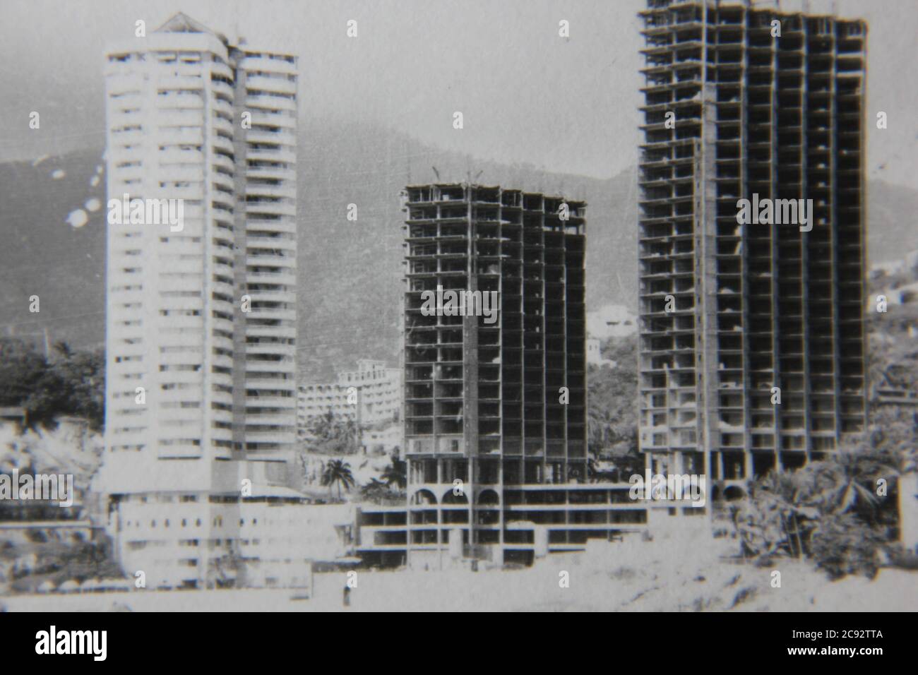Fine 1970s vintage black and white photography of high rise condo ...