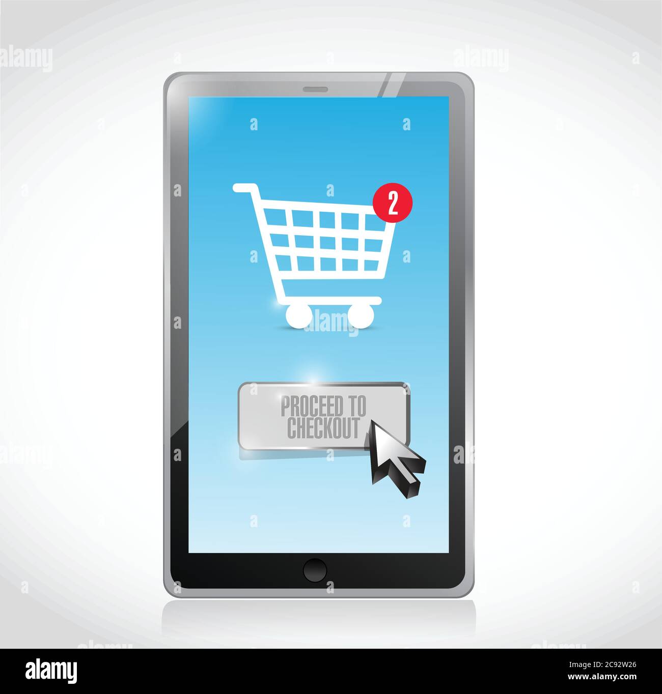 Tablet check out process illustration design over a white background ...