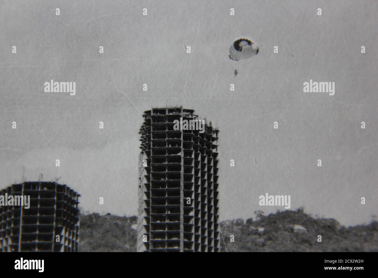 Fine 1970s vintage black and white photography of high rise condo ...