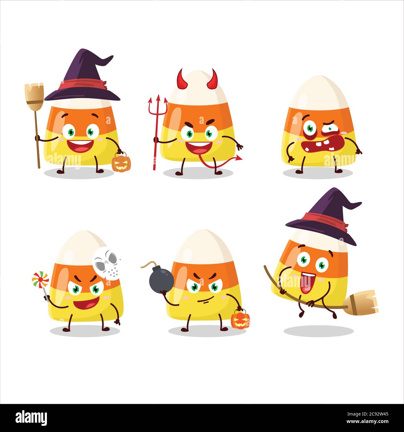 Halloween expression emoticons with cartoon character of candy corn ...