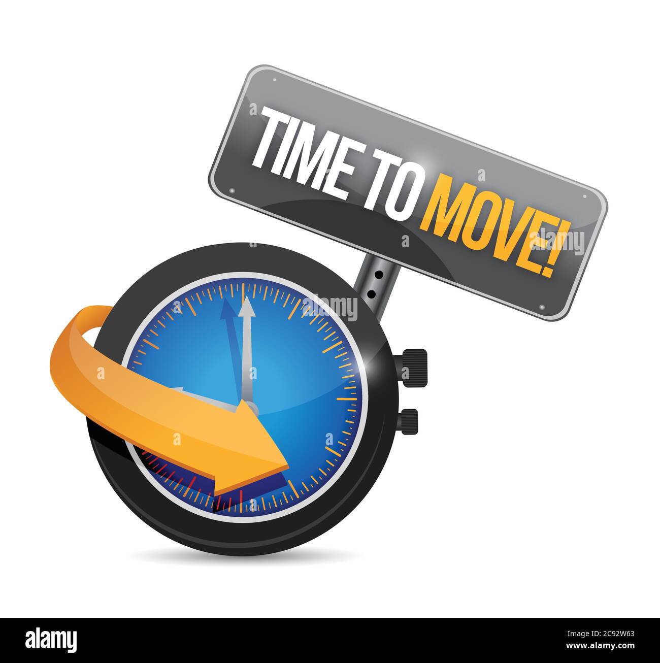Time to move watch and sign. illustration design over a white ...