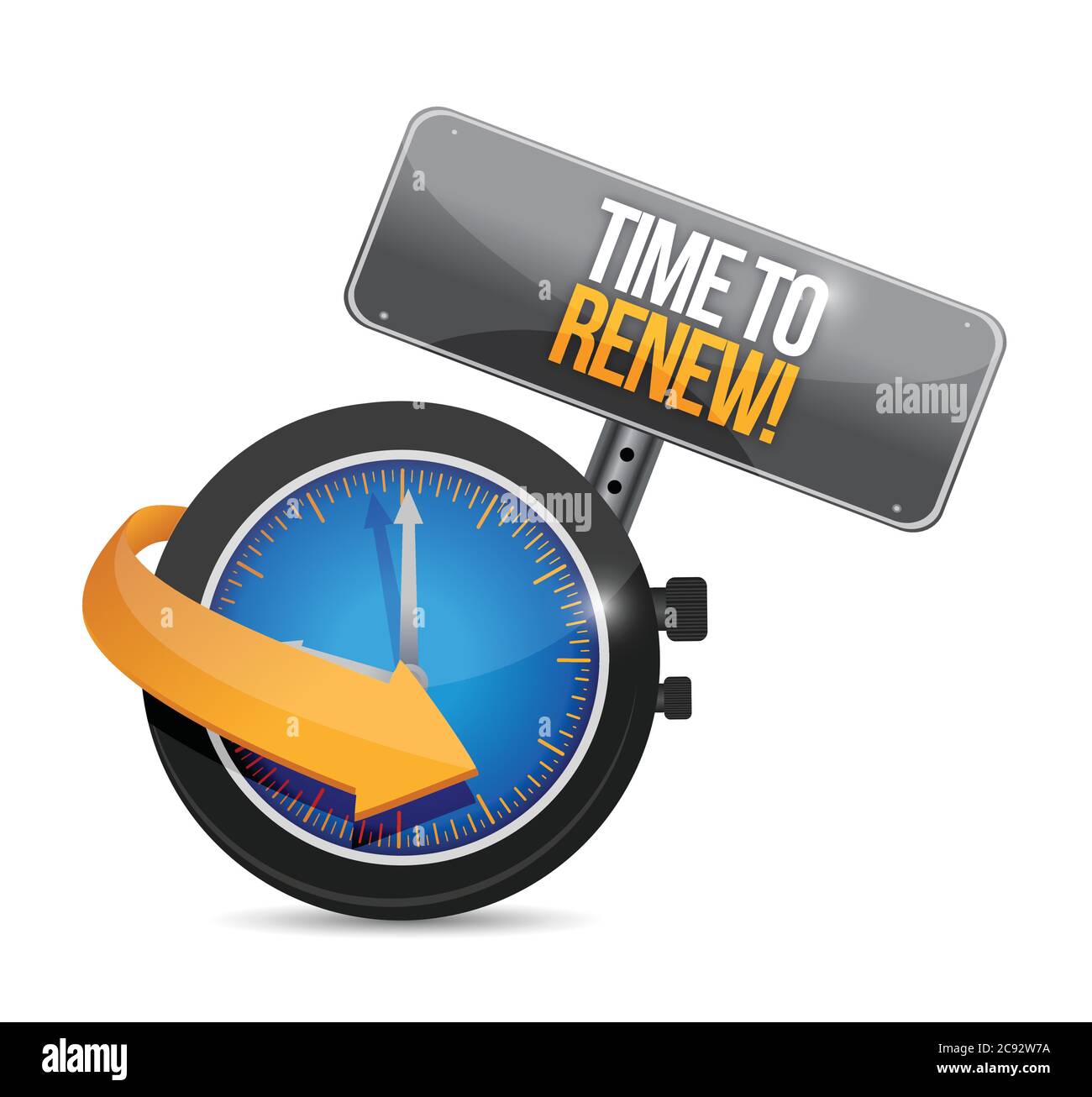 Time to renew watch and sign. illustration design over a white ...