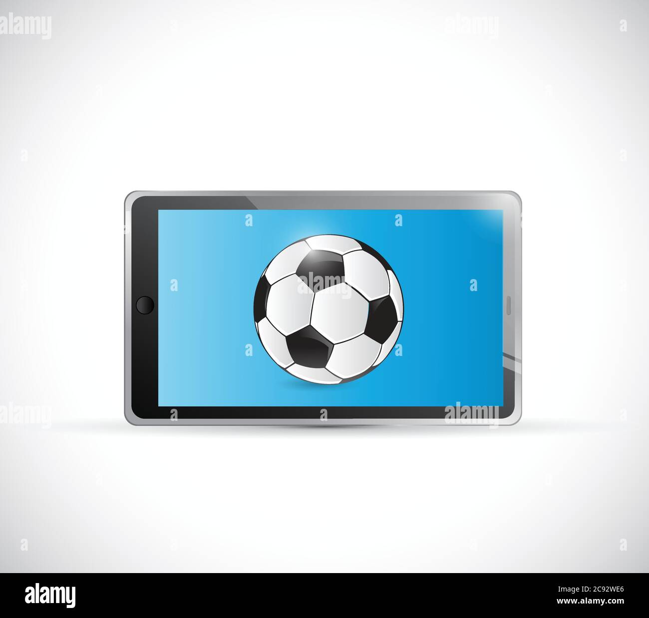 Soccer ball tablet app illustration design over a white background ...