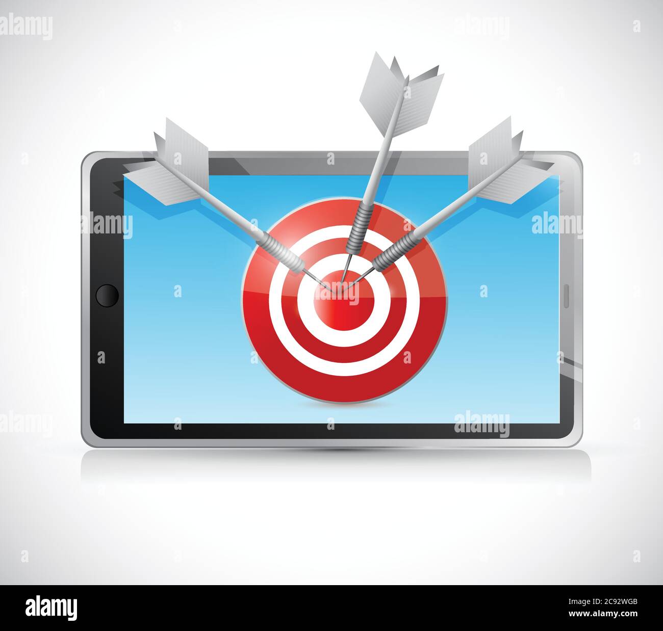 Tablet and target illustration design over a white background Stock ...