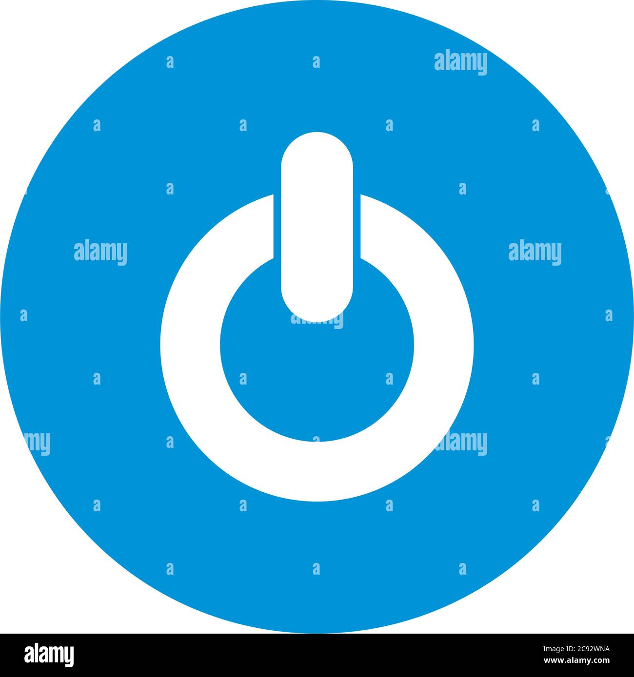 power button icon over white background, block style, vector ...