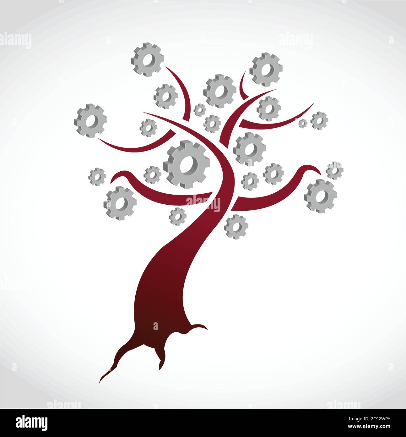 Tree and industrial gears illustration design over a white background ...