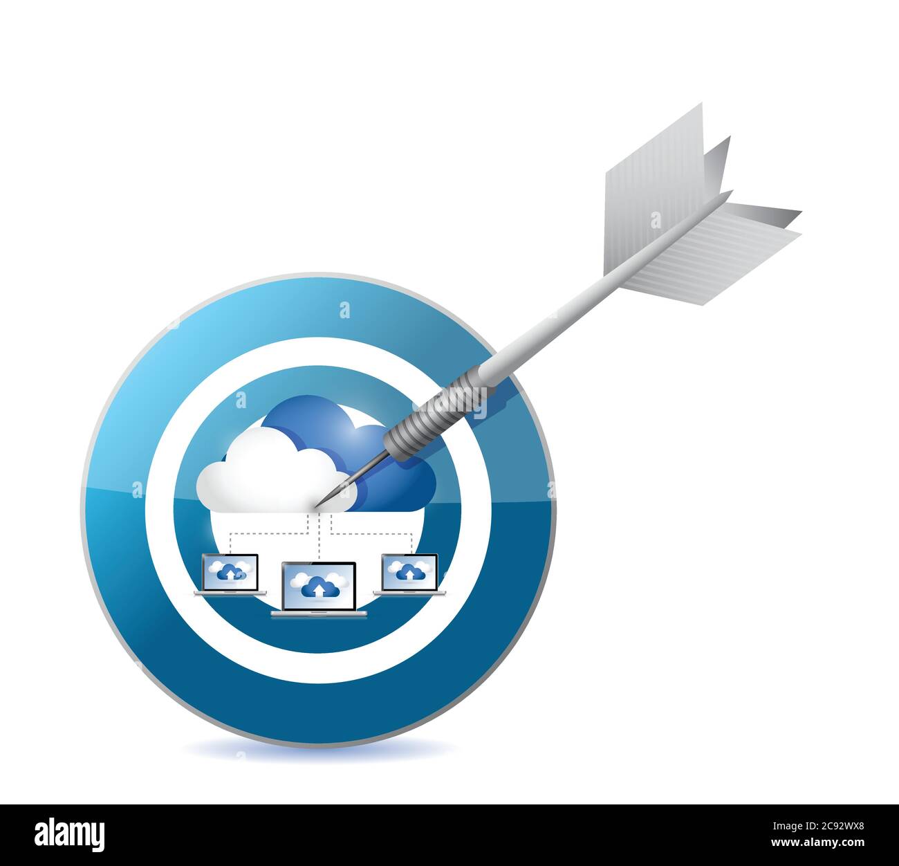 Target cloud computing concept illustration design over a white ...