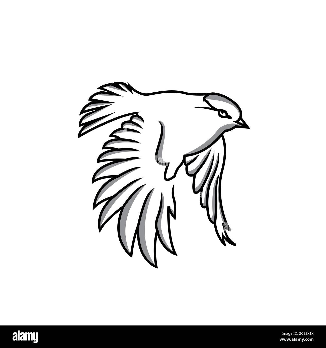 One line sparrow flies design silhouette.Hand drawn minimalism style ...