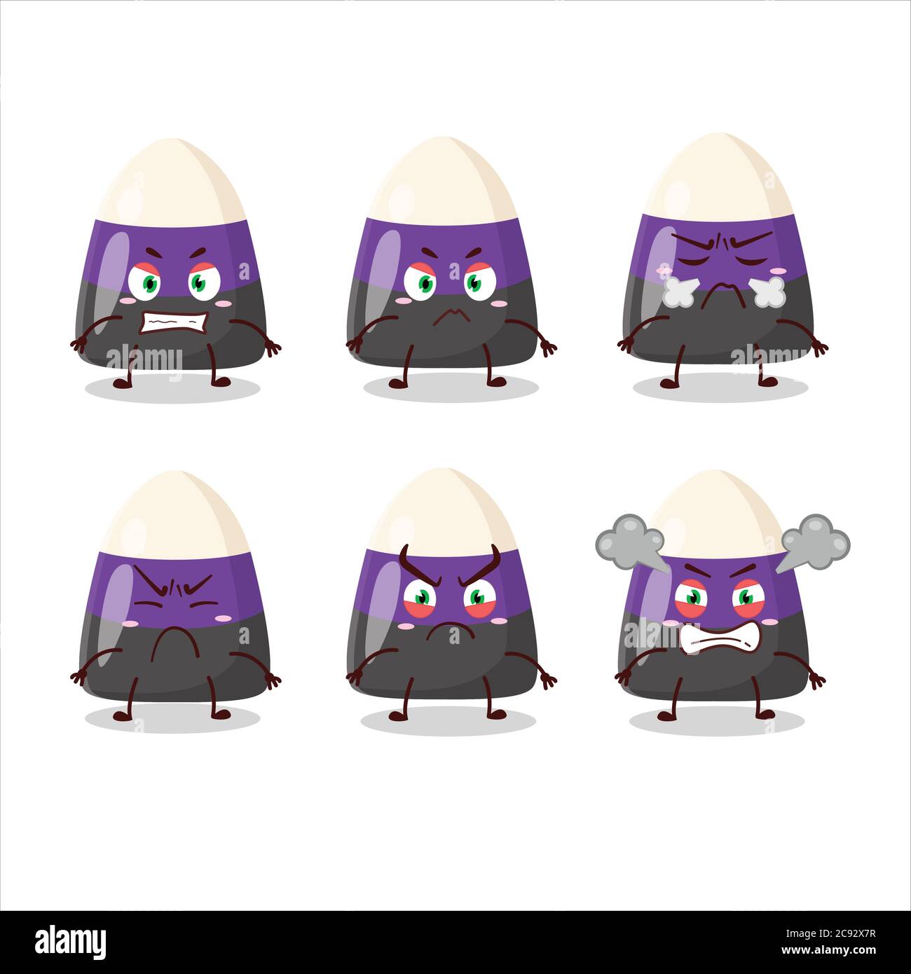 Blue candy corn cartoon character with various angry expressions Stock ...