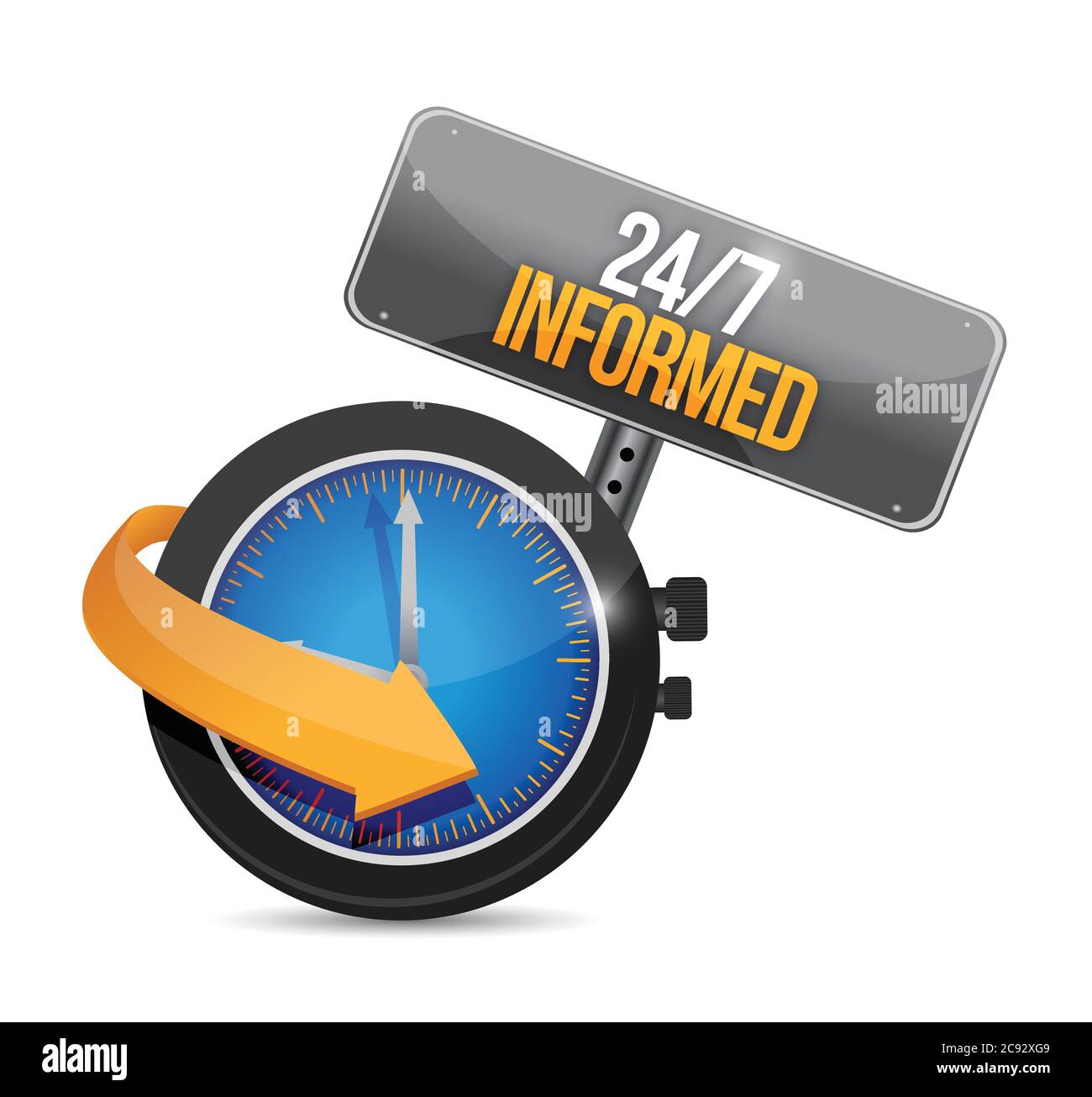 24 seven service informed concept illustration design over a white ...