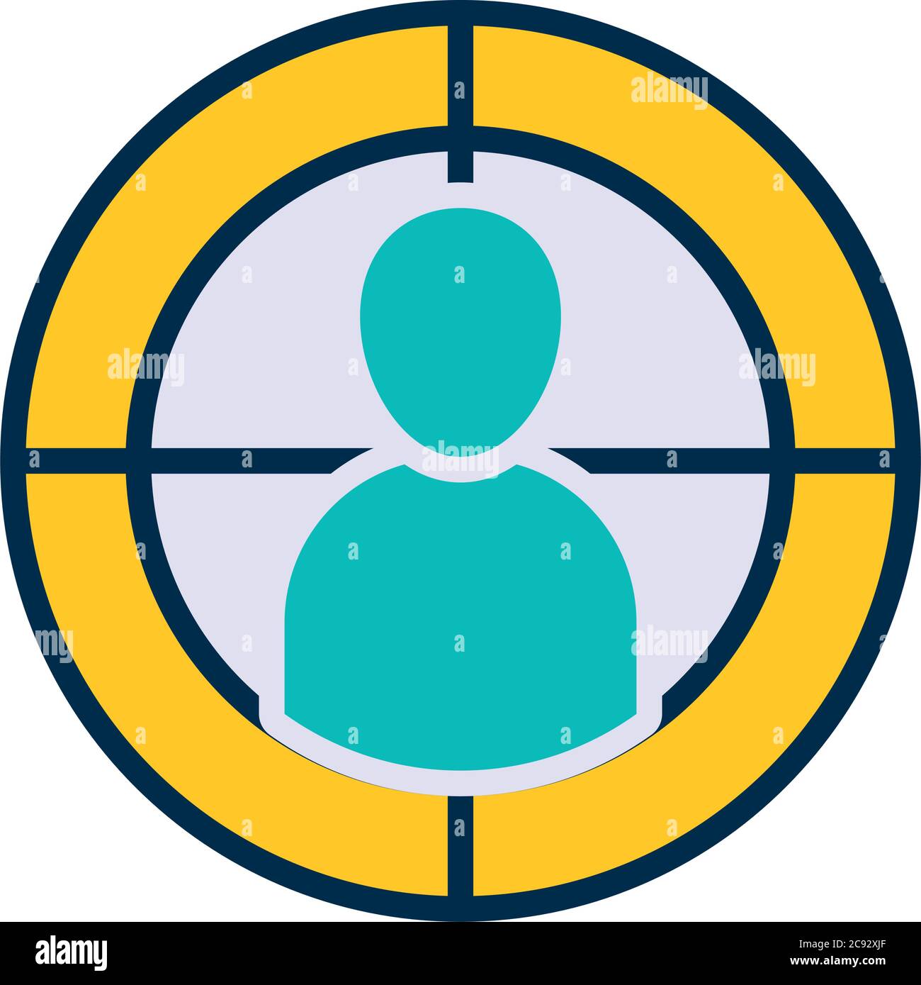 customer target icon over white background, line and fill style, vector ...
