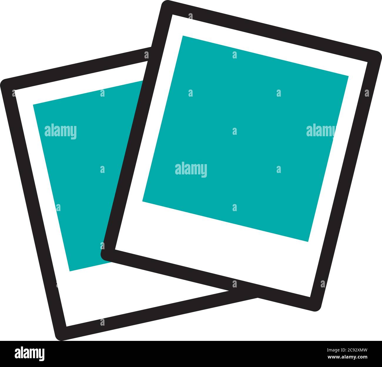 photo frames icon over white background, half line half color style ...