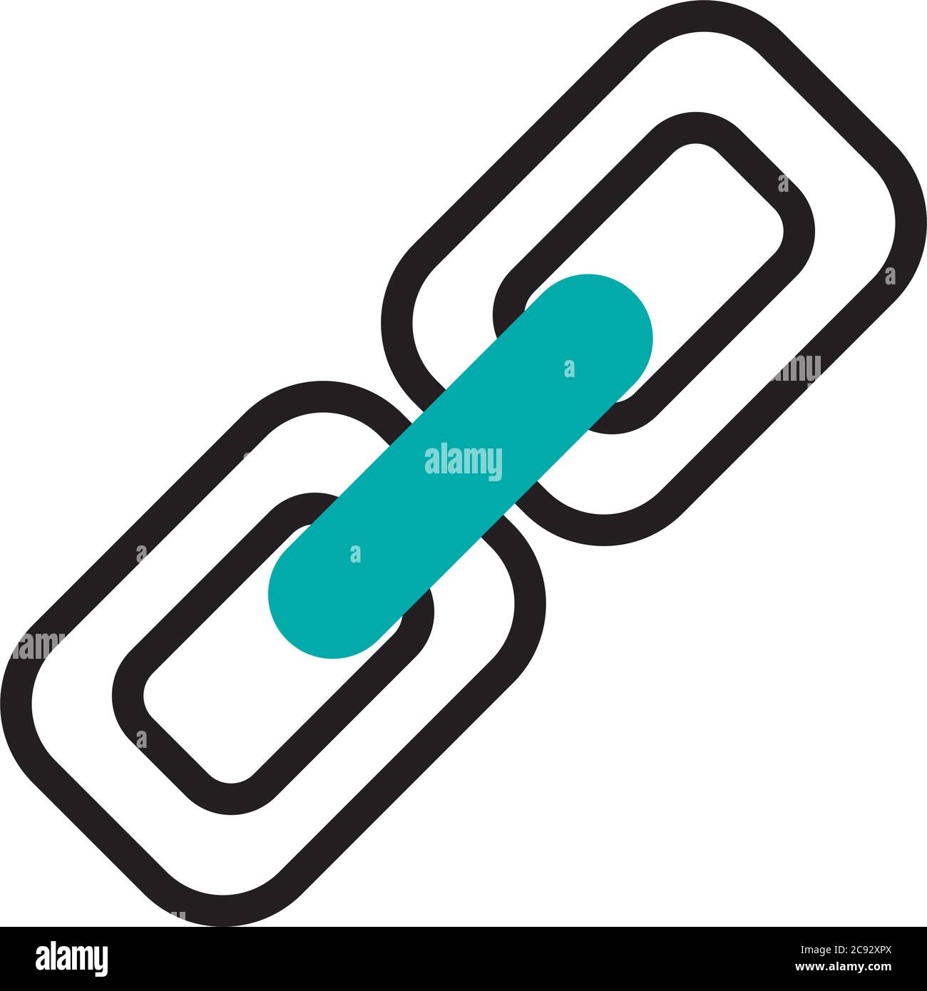 link symbol icon, chain icon over white background, half line half ...