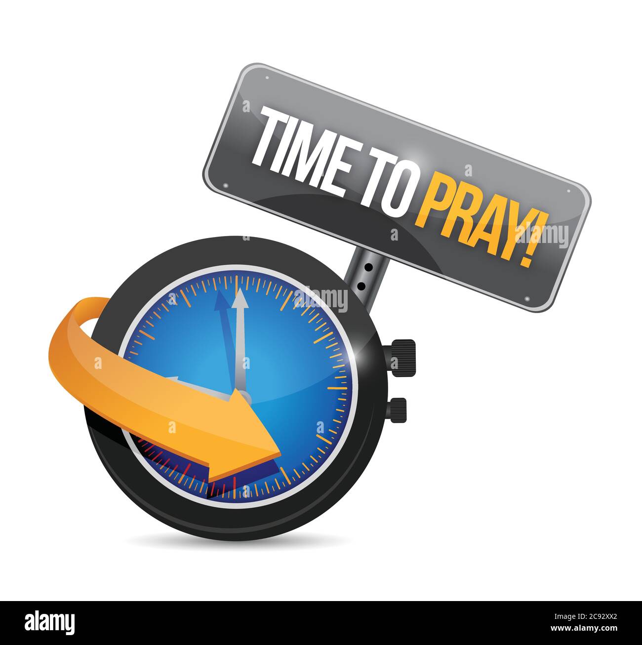 Time to pray watch and sign. illustration design over a white ...