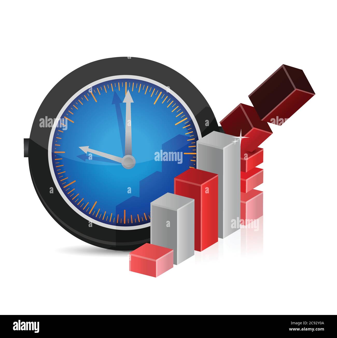 Watch and falling business graph illustration design Stock Vector Image ...