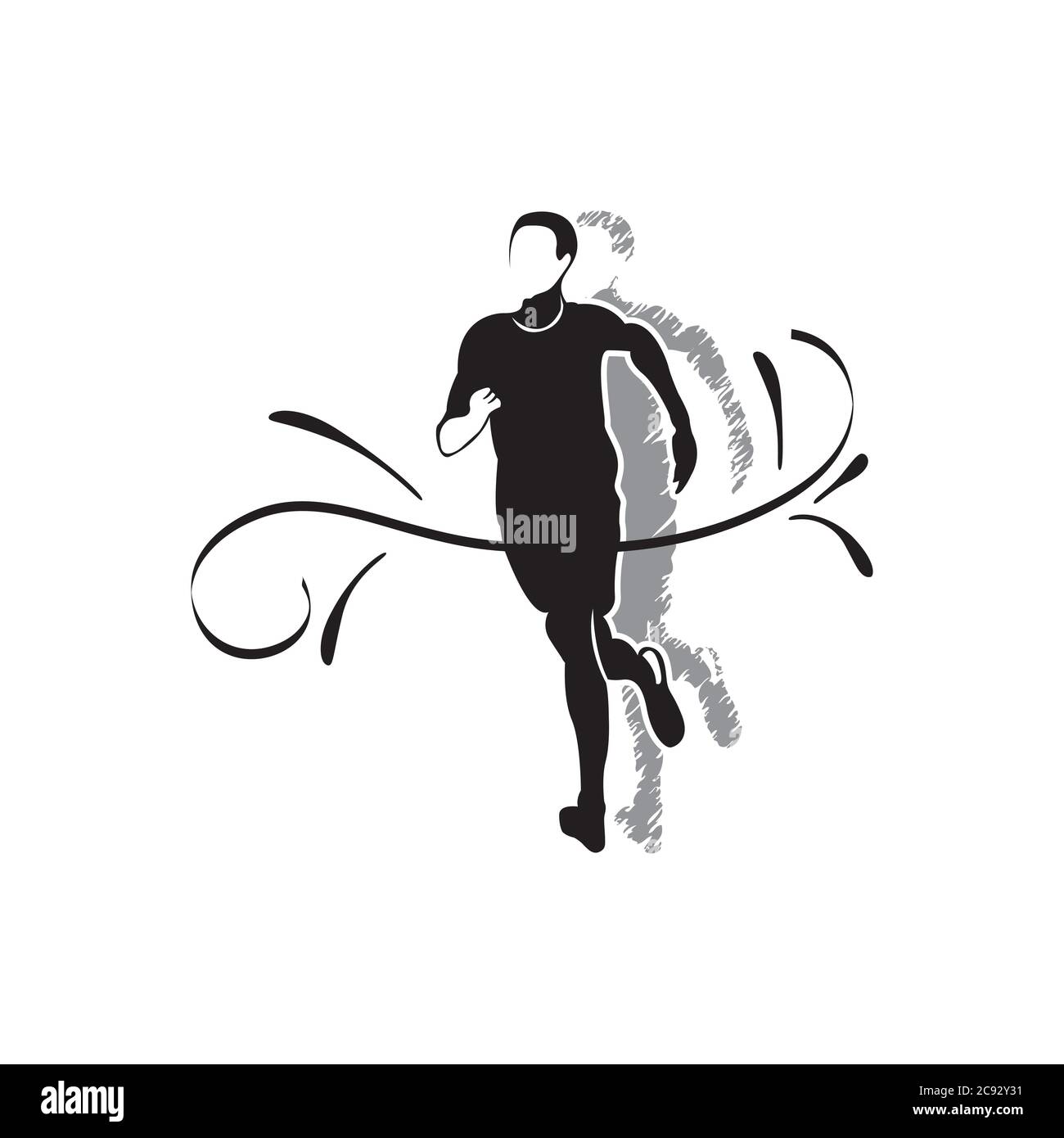 running man vector symbol, sport and competition concept background ...