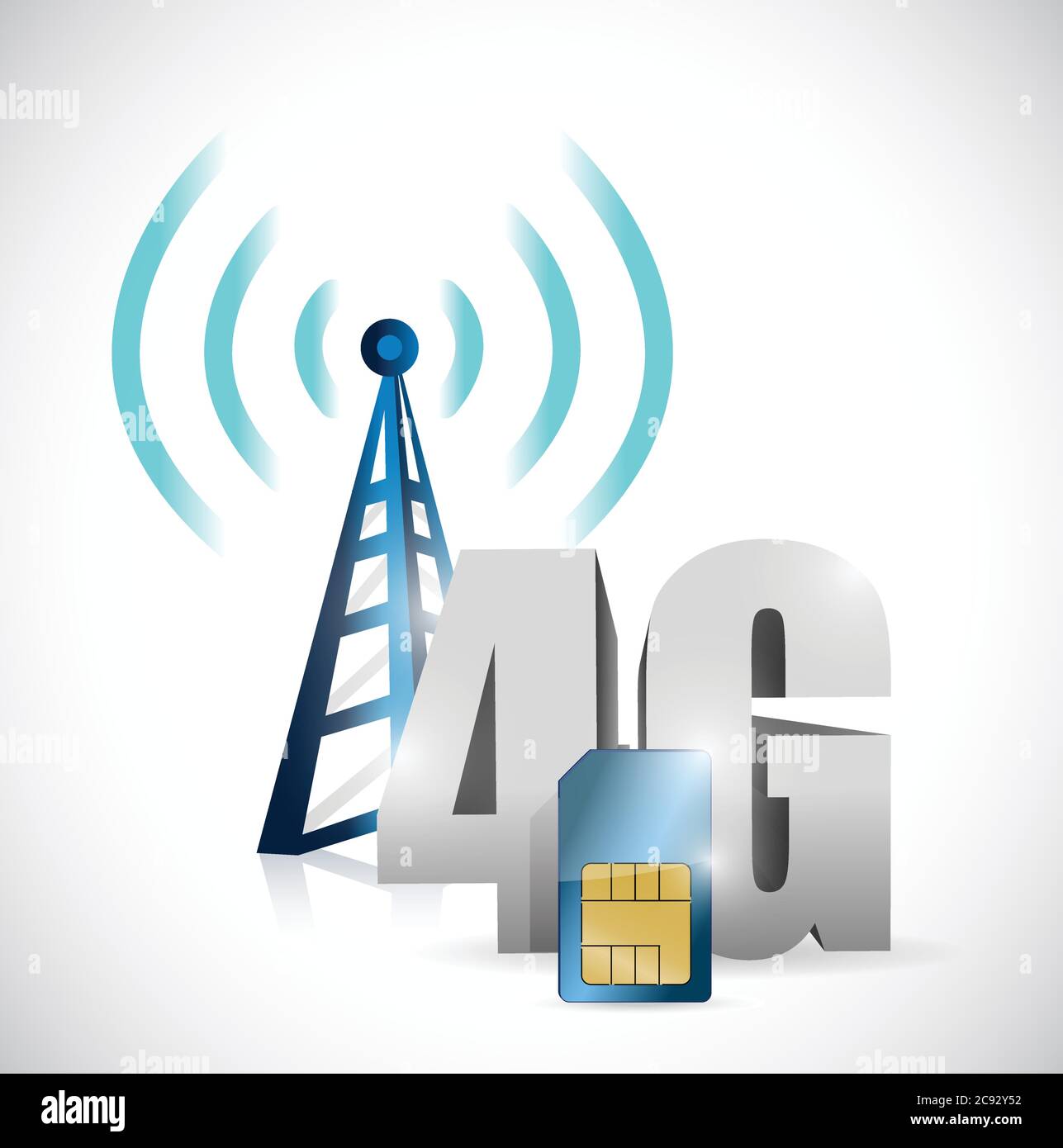 4g tower and sim card illustration design over a white background Stock ...