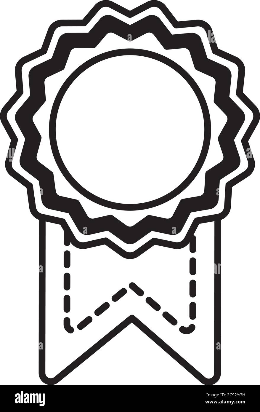 award ribbon stamp icon over white background, line style, vector ...
