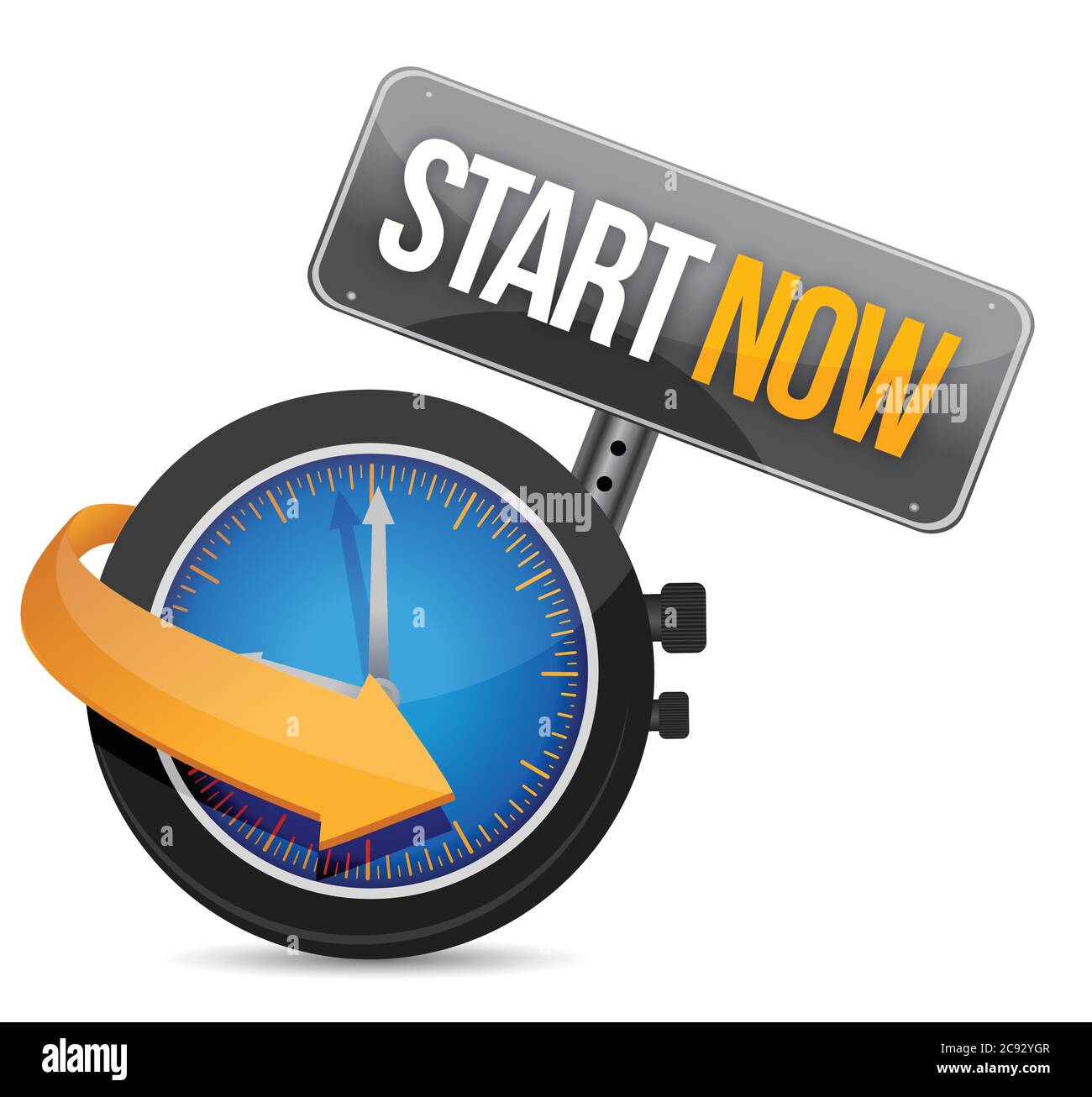 Start now watch illustration design over a white background Stock ...